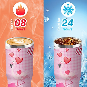 30oz Insulated Flamingo Tumbler with Handle, Featuring a Leak-proof 2-in-1 Lid and Straw, a Vacuum-insulated Travel Coffee Mug, Portable Stainless Steel Water Bottle, Suitable for Both Women and Men