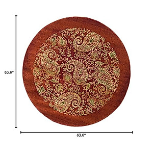 SAFAVIEH Lyndhurst Collection 5'3" Round Red / Multi LNH224B Traditional Paisley Non-Shedding Dining Room Entryway Foyer Living Room Bedroom Area Rug