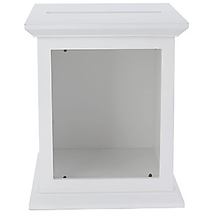 Displays2go Wooden Wedding Card Box, 8" x 10" Photo Frame, Top Slot, Rear Access Door - Ivory (FDGWCBWHT)