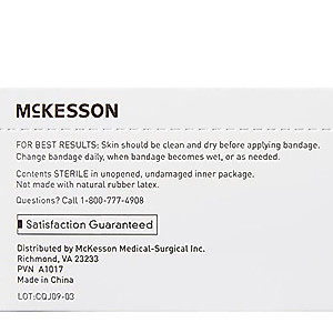 McKesson Adhesive Bandages, Sterile, Fabric Oval, 1 in x 1 1/4 in, 100 Count, 1 Pack