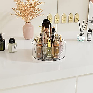 Marbrasse Acrylic Pen Holder, 360-degree Rotating Clear Pen Organizer for Desk, Desktop Stationery Organizer Caddy for Office School Home & Art Supplies (Acrylic Circle)