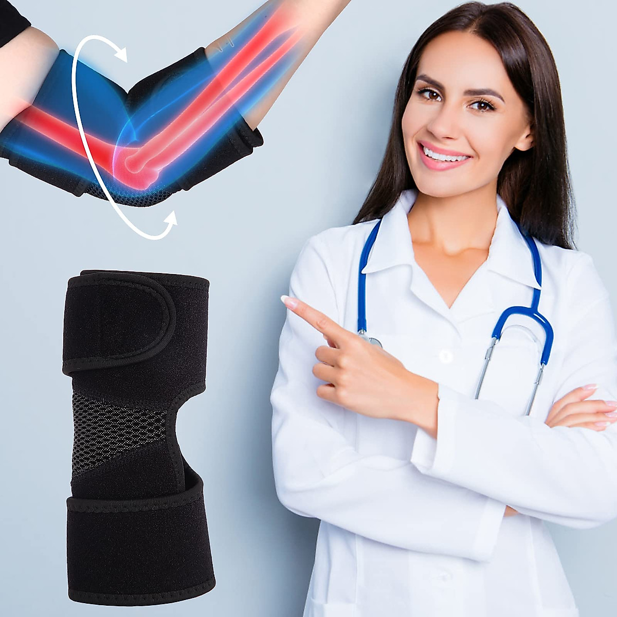 Diyukk Adjustable Elbow Brace - for Tendonitis and Tennis Elbow-Elbow Sleeve Weightlifting-Elbow Support Brace for Left & Right Arm - Arm Brace for Bursitis