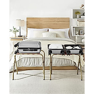 SONGMICS Luggage Rack, Luggage Rack for Guest Room, Suitcase Stand, Steel Frame, Foldable, for Bedroom, Golden URLR064A01