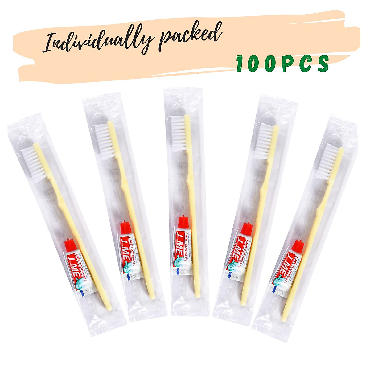 G-Smile100 pcs Individually Wrapped Disposable Toothbrushes with Toothpaste