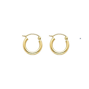 TGDJ 14k Yellow Gold Round Hoop Earrings - 2mm Thick Sterling Hinged Hoop Earrings for Women - Available in 9 Different Sizes from 13 mm to 65 mm