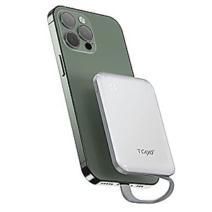 TG90° 4500mah Mini Portable Charger with Built-in Cable, Small Power Bank Portable Cell Phone Charger Compatible with iPhone 13/13 Pro Max/12/12 Pro Max/11/11 Pro Max/X/XS/8/7/6/SE and More