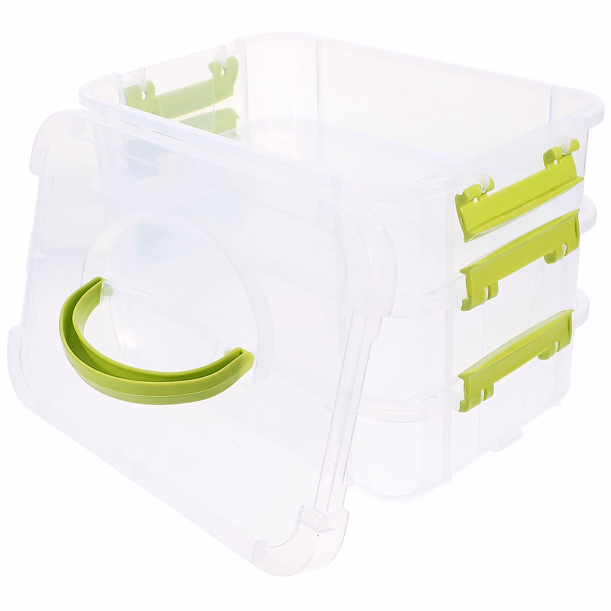 3 Layer Plastic Storage Containers with Lids, Multipurpose Clear Stack & Carry Box, Portable Craft Organizers and Storage Bin for Organizing Art & Craft, Sewing, Makeup, Nail Supplies