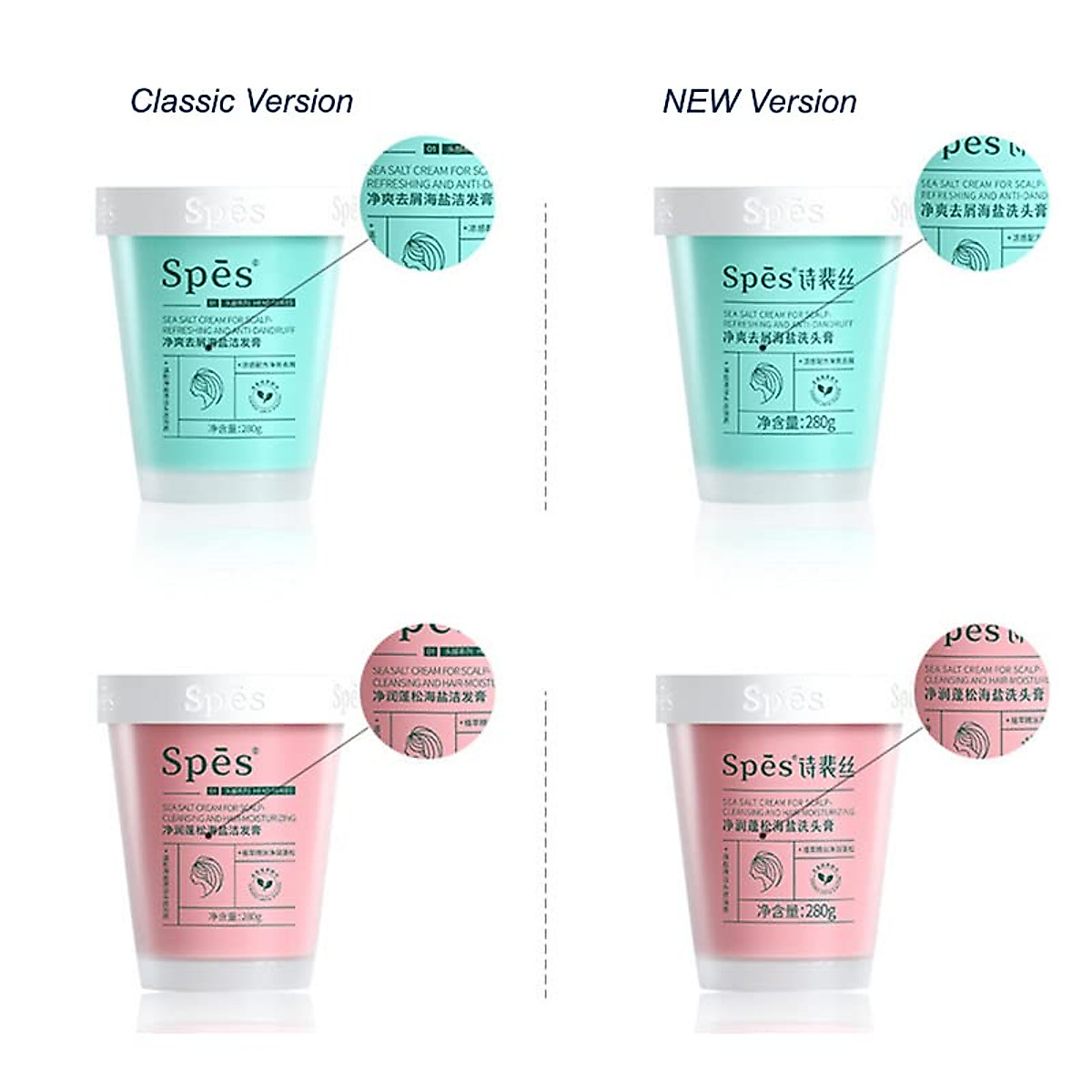 Beauty-Mall Spes Sea Salt Cream For Scalp Cleansing / Refreshing,Sea Salt Cream Shampoo For Scalp Purifying Oil Control And Cleansing Hair Care,Fresh Cleansing Shampoo,280g hair moisturizing,1 bottle