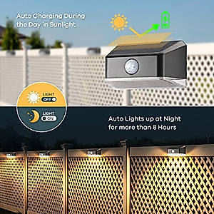 Linkind Solar Powered Motion Sensor Outdoor Lights Waterproof, LED Solar Step Lights Warm White, Outdoor Solar Deck Lights for Fence Post, Step, Deck, Railing, Backyard, Patio, and Walkway, 4 Pack