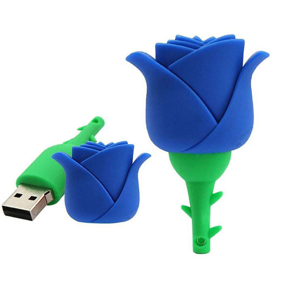 2.0 Blue Rose Flower 16GB USB External Hard Drive Flash Thumb Drive Storage Device Cute Novelty Memory Stick U Disk Cartoon