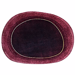 Irregular Shape Modern Geometric Area Rug for Living Room Solid Burgundy Striped Circle Dining Room Playroom Bedroom Runner Rugs Extra Large Indoor Outdoor Carpet 4x6ft