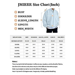 JMIERR Quarter Zip Pullover Men Stand Collar Long Sleeve Fall Sweatshirt, US 40(M), Blue