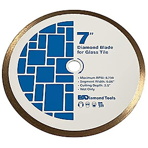 7" Diamond Saw Blades for Glass Mosaic, 5/8" Arbor