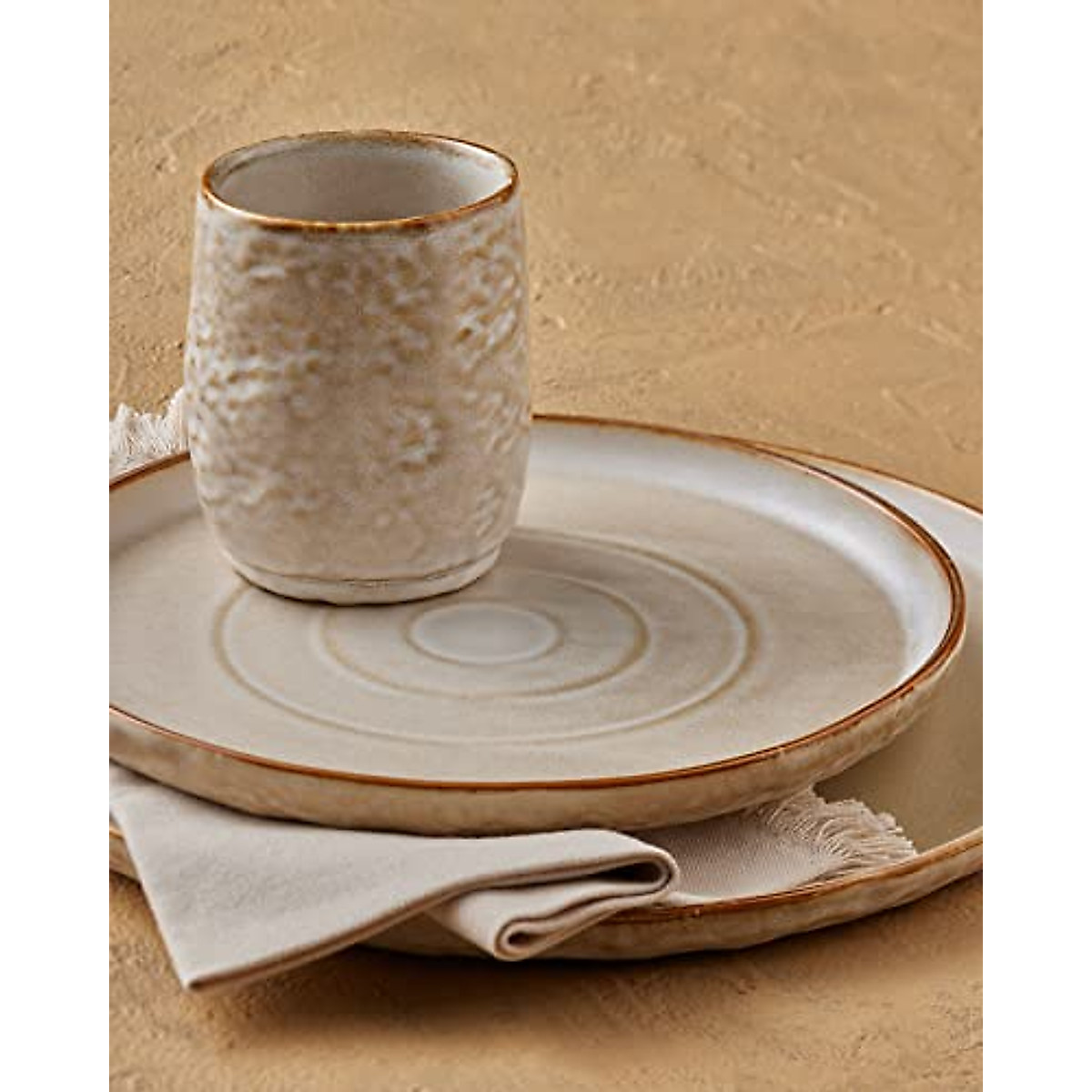 Stone by Mercer Project SHOSAI Stoneware 16-Piece Dinnerware Set, Sand