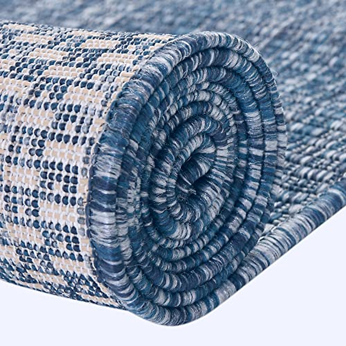 Unique Loom Collection Casual Transitional Solid Heathered Indoor/Outdoor Flatweave Area Rug, Rectangular 9' 0" x 12' 0", Blue/Navy Blue