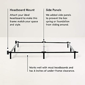 Tuft & Needle Metal Base Bed Frame for Queen Mattress Simple Tool-Less Assembly | Powder-Coated Black Steel | 5-Year Warranty