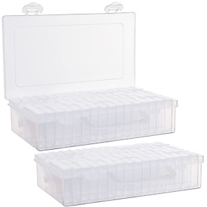 Tosnail 2 Pack of 64 Plastic Diamond Painting Bead Storage Container Box, Bead Organizer Case for Beads, Seeds, Diamond Dots, Glitter, Nail Art Supply