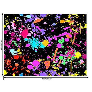 OUYIDA 8X6FT Neon Glow Birthday Party Photography Backdrop Colorful Graffiti Splatter in The Dark Happy Birthday Background Retro Let's Dance Sleppover Party Decor Photo Booth Props CEM123C
