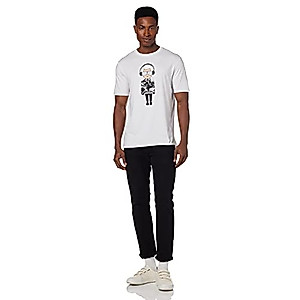 Karl Lagerfeld Paris Reflective T, Karl Character with Headphones Short Sleeve Crew Neck Men’s Shirt, White, M