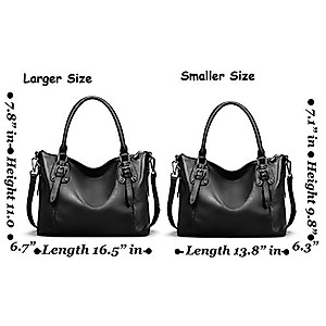 HESHE Women’s Leather Purses and Handbags Shoulder Bag Tote Top Handle Bags Designer Cross Body Satchel (Black-R024)