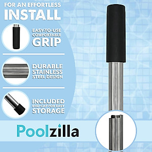 Poolzilla 24" Stainless Steel Installation Rod for Brass Anchors, Easily Install and Remove Spring for Pool Opening and Closing