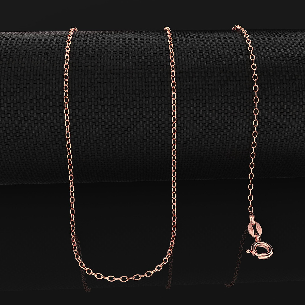 Bling For Your Buck Rose Gold-Tone over Sterling Silver 1.2mm Very Thin Italian Cable Chain Necklace - 16"