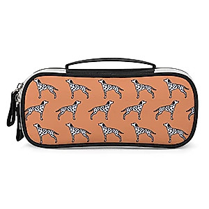 Dalmatian Dogs Love Hearts Printed Pencil Case Bag Stationery Pouch with Handle Portable Makeup Bag Desk Organizer