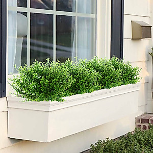 GREENRAIN 12 Bundles Artificial Flowers Outdoor Fake Flowers for Decoration UV Resistant No Fade Faux Plastic Plants Garden Porch Window Box Décor (Green)