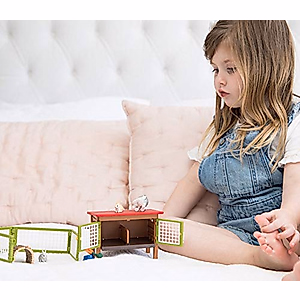 Schleich Farm World, Easter Toys for Boys and Girls Ages 3-8, 8-Piece Playset, Rabbit Hutch and Bunny Playpen Toy Set