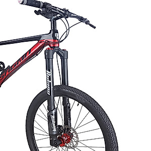 LHHL Bicycles Inverted Fork 26 27.5 29er Bike Air Suspension Fork Travel 140mm 1-1/2"Tapered Remote Lockout Boost Thru Axle 15×110mm Rebound Adjustment Fit XC Mountain Bike