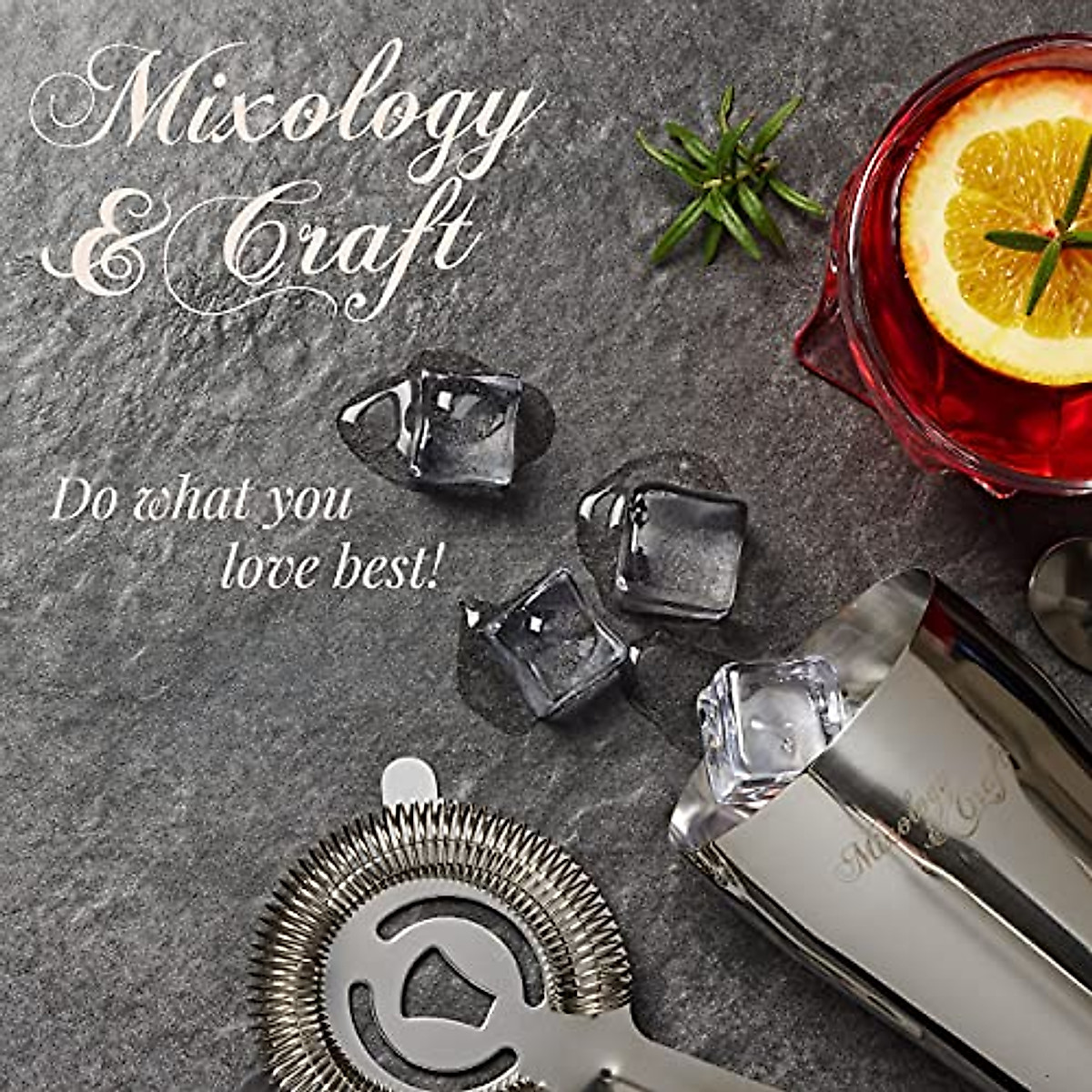 Mixology & Craft Bartender Kit - 13 Piece Set Including Stainless Steel Cocktail Making with Bar Stand & Boston Shaker, Perfect for Drink Mixing at Home, Plus Exclusive Recipe Cards