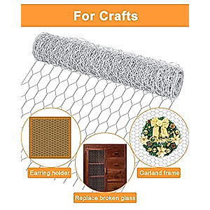 Garden Poultry White Chicken Wire - 13.7 '' × 236 '' Chicken Wire for Crafts, Garden Fence Animal Barrier, 1 inch Mesh Poultry Netting Fence, Pet/Rabbit/Chicken Wire Fencing