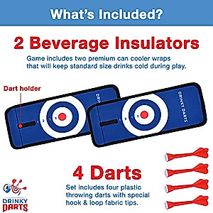 Drinky Darts Tailgating Game (2 Beverage Container Wraps with Darts) Fun Koozie Can Coolers for Beach Camping Yardgames