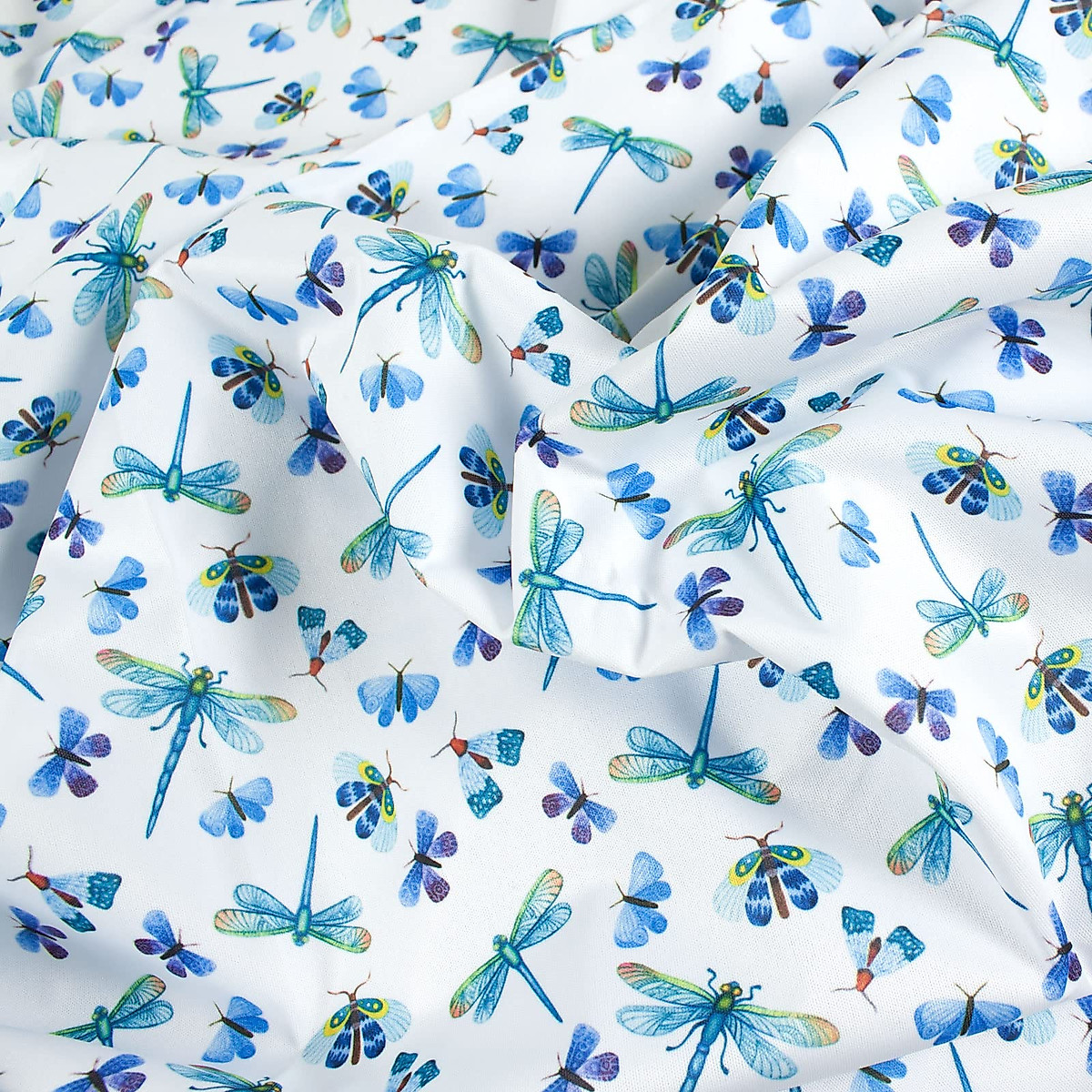 Polyurethane Laminate (PUL) Pre-Cut Fabric by The Meter. Waterproof and Breathable. Perfect for Cloth Diapers and Similar Projects. 1 Meter, Dragon-Butterflies