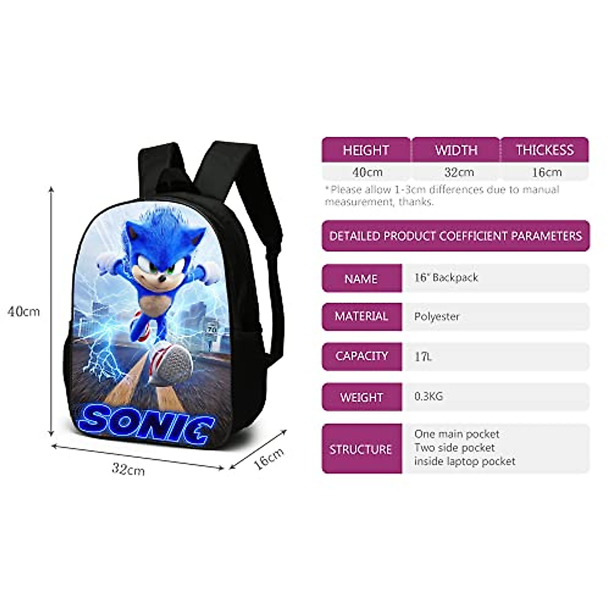 BYEDIZ Cartoon Backpack Lightweight Waterproof Bookbag Gifts 16 Inch Cartoon Laptop Backpack