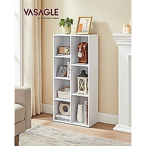 VASAGLE Bookcase, Bookshelf with 7 Compartments, Freestanding Shelves and Cube Organizer, for Display in Living Room, Bedroom, and Home Office, White