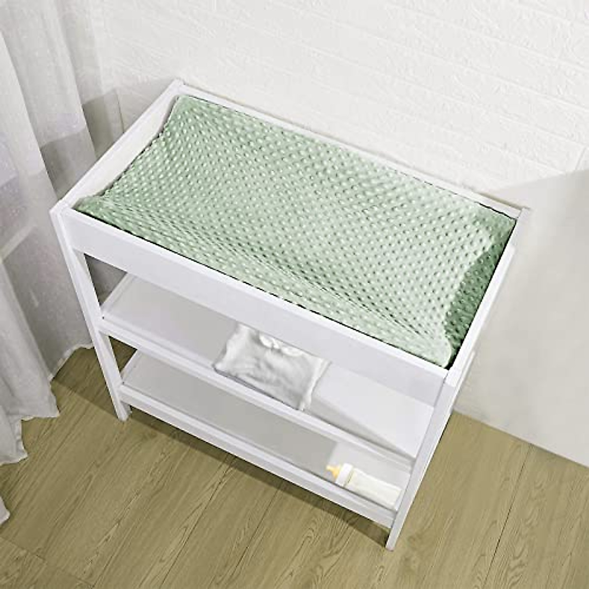 Changing Pad Cover, Ultra Soft Minky Dots Plush Changing Table Covers Breathable Mink Changing Table Sheets Cover Wipeable Changing Pad Covers for Infants Newborn Baby Girl Boy (Meadow Mist)