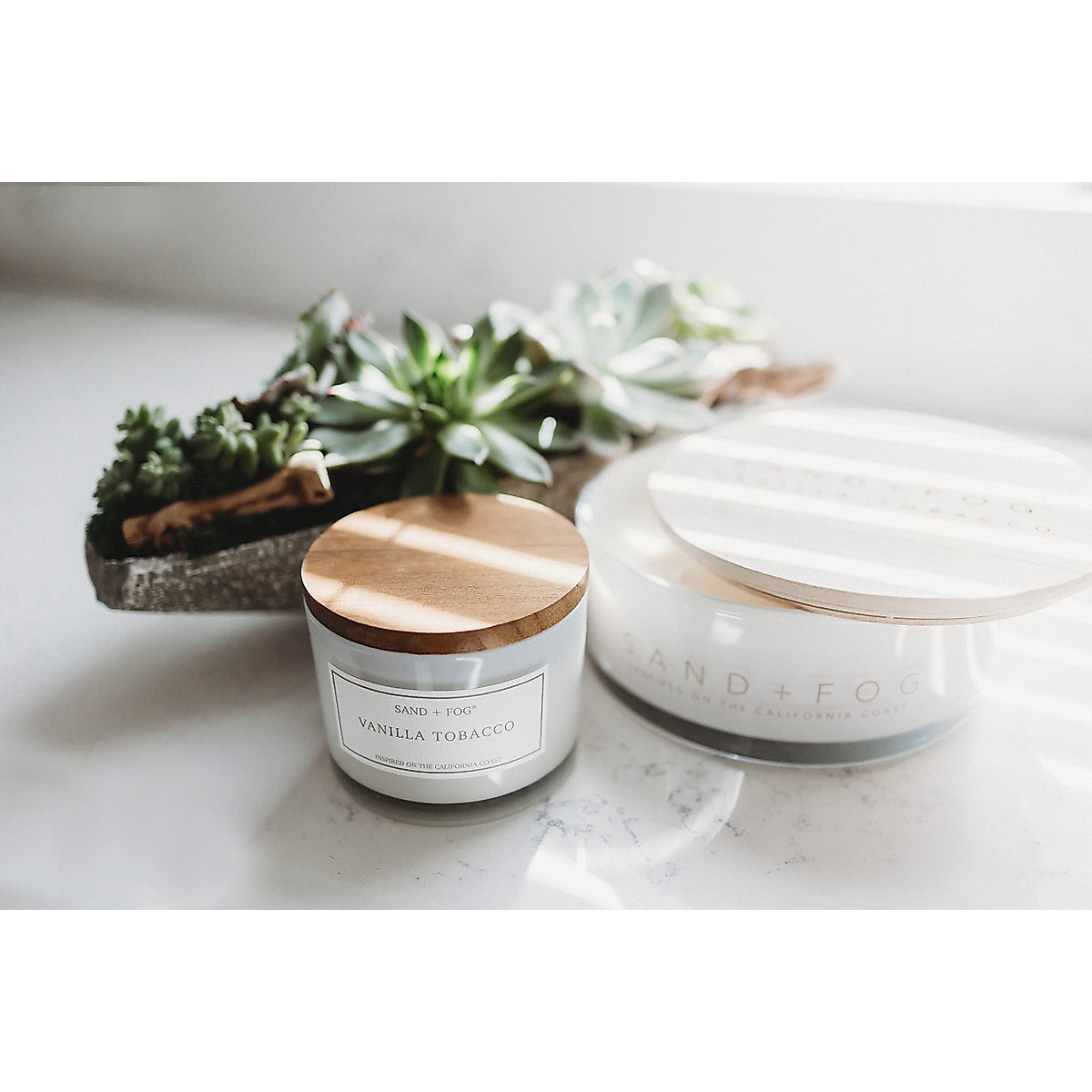 Sand + Fog Scented Candle - Ocean Mist - Additional Scents and Sizes – 100% Cotton Lead-Free Wick - Luxury Air Freshening Jar Candles - Perfect Home Décor for Your Cocktail Table – 34 oz