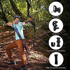 REAWOW Recurve Bows for Adults Archery Bow and Arrows Sets Hunting Takedown Bow 52in Adult Teens Beginner Right Handed Shooting Practice 6 Carbon Arrows …