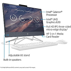 HP 22-Inch Full HD WLED All-in-One PC, Intel Celeron G5900T Dual-Core Processor, 16GB DDR4 RAM, 1TB PCIe NVMe M.2 SSD, Webcam, DVD-RW, Mouse & Keyboard Combo, Windows 10 Home, Blue