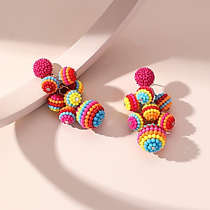 WASAIE Acrylic ball Beads Dangle Earrings for Women Statement Earring Candy Colored Drop Dangle Geometric Jewelry Earrings For Birthday Gift Party