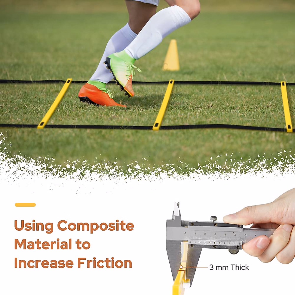 GHB Agility Ladder,Football Training Equipment Set,4 Agility Hurdles, 20 feet 12 Rungs Speed Ladder,12 Disc Cones,Resistance Parachute, Jump Rope, 5 Resistance Bands for Workout