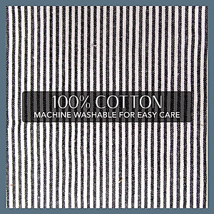 Elrene Home Fashions Tucker Ticking Stripe Tier Window Curtains for Kitchen or Bathroom, 30" x 24", Set of 2, Gray