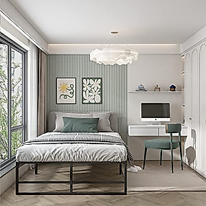 HOMWAYART Cheap Base De Camas Twin Size,Black Metal Heavy Duty Kids Twin Platform Bed Frame,Double Mattress Frame,Tall Spaces Storage,No Box Spring Required.