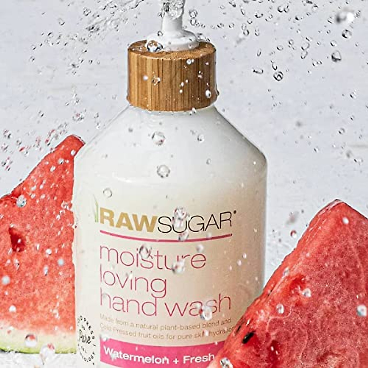 RAW SUGAR Hand Wash Variety Bundle - Lemon Sugar, Watermelon + Fresh Mint, Pineapple + Maqui Berry + Coconut & Raw Coconut + Mango, Sulfate-Free & Paraben-Free (Pack of 4)