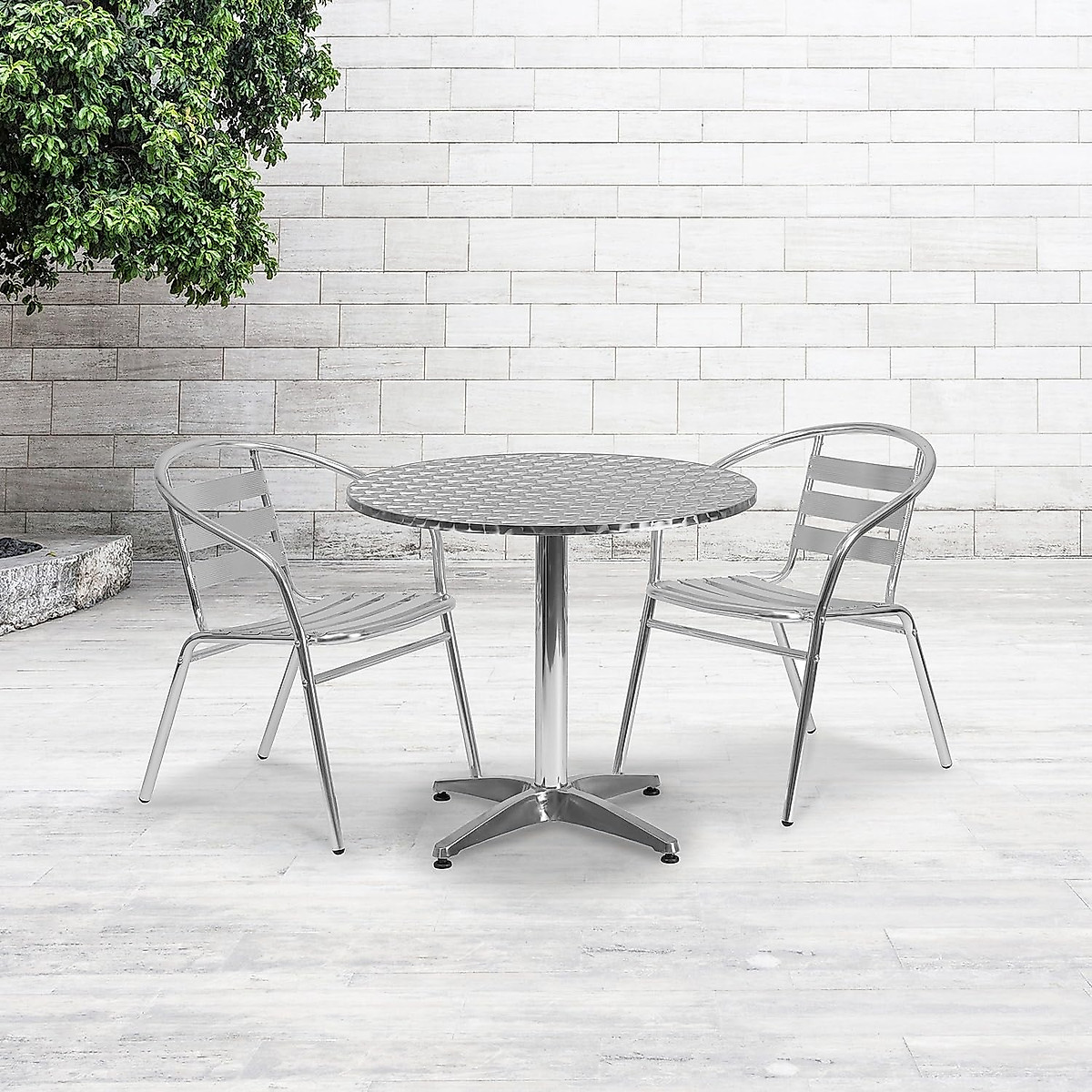 Flash Furniture Mellie 31.5'' Round Aluminum Indoor-Outdoor Table with Base