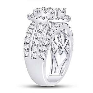 Dazzlingrock Collection 14kt White Gold Womens Round Diamond Cluster Bridal Wedding Engagement Ring 3.00 ctw