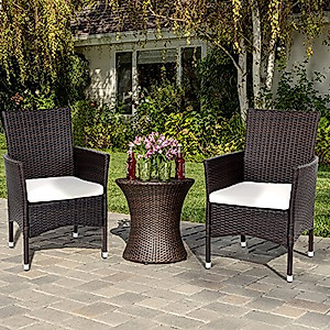 ReunionG 2PCS Patio Rattan Chairs, Furniture Armchair Set with Removable Cushions, Garden, Balcony, Pool Modern Rattan Armchair Set, Outdoor Wicker Chair Set (Brown)