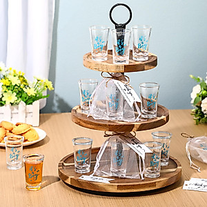 Pickmesh 50 Sets Baby Shower Favors Baby Boy Girl Theme Party Gift Include Short Glasses Acrylic Clear Shot Glasses Thank You Tag Organza Bag Twine Baby Shower Tea Party Favor for Gender Reveal (Boy)