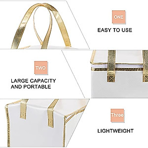 Luxshiny Insulated Grocery Bag Pizza Delivery Bag, Insulated Carrier Bags White Delivery Bags Grocery Bags for Pizza Food Dinner (26x30cm) Grocery Tote Bags